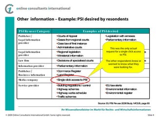 PSI in Europe – The Road(s) Ahead! Action plan 3: Legal, business and ...