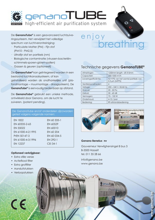 GenanoTube luchtzuiveringssystemen | PDF
