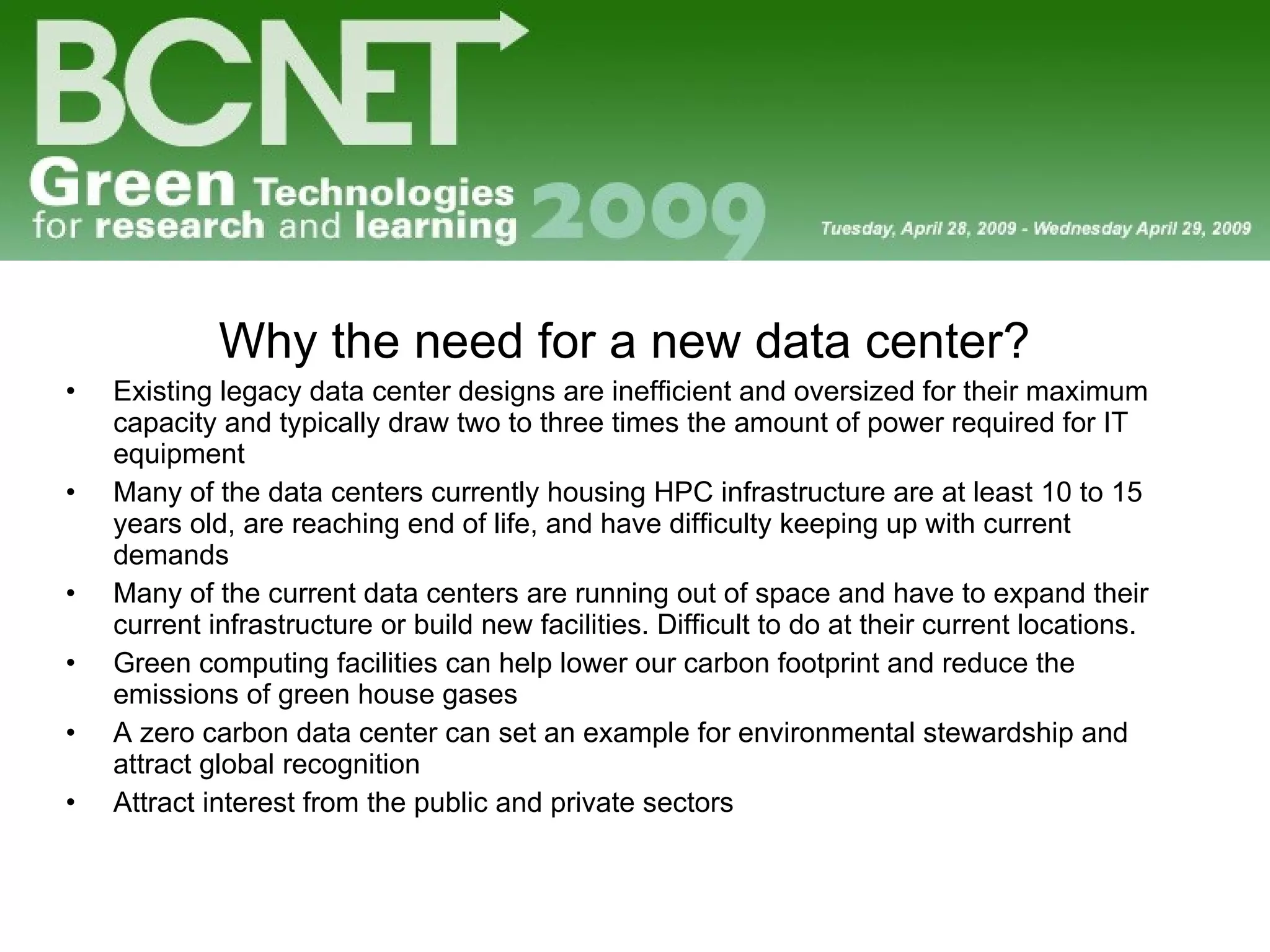 2009 Going Green Data Center Presentation | PPT