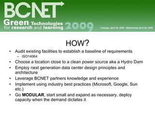 2009 Going Green Data Center Presentation | PPT