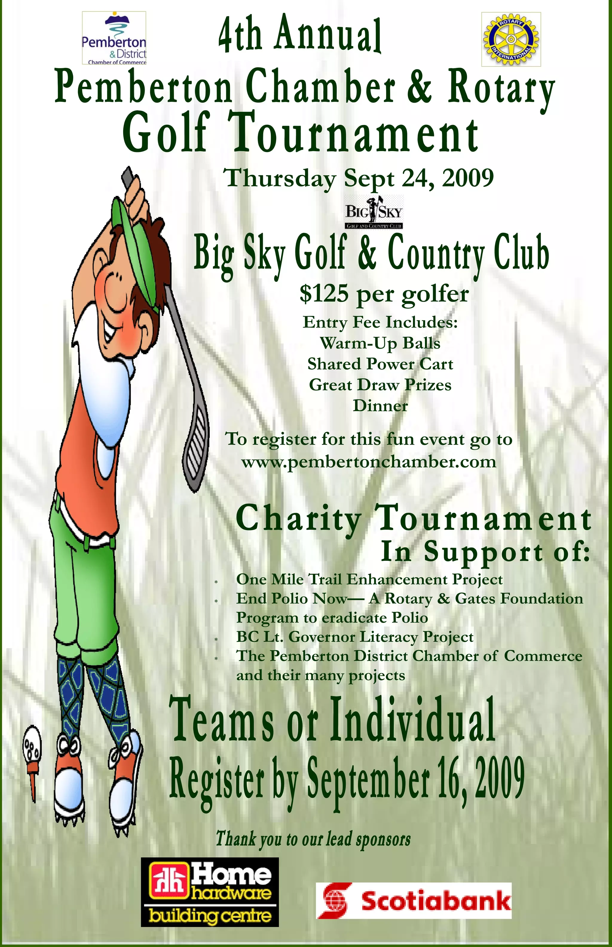 Rotary Club of Pemberton Centennial - 2009 Golf Tournament Poster | PDF