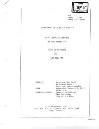 2009 Brockton Police Sworn Civil Service transcript admissions | PDF