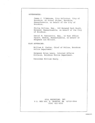 2009 Brockton Police Sworn Civil Service transcript admissions | PDF