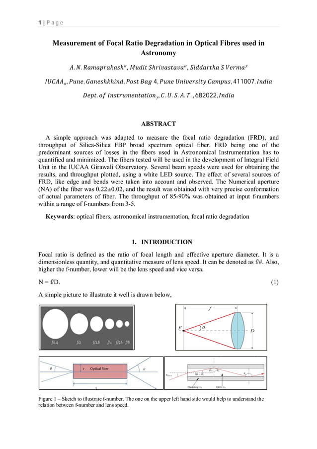 2009 measurement of focal ratio degradation in optical fibers used in ...