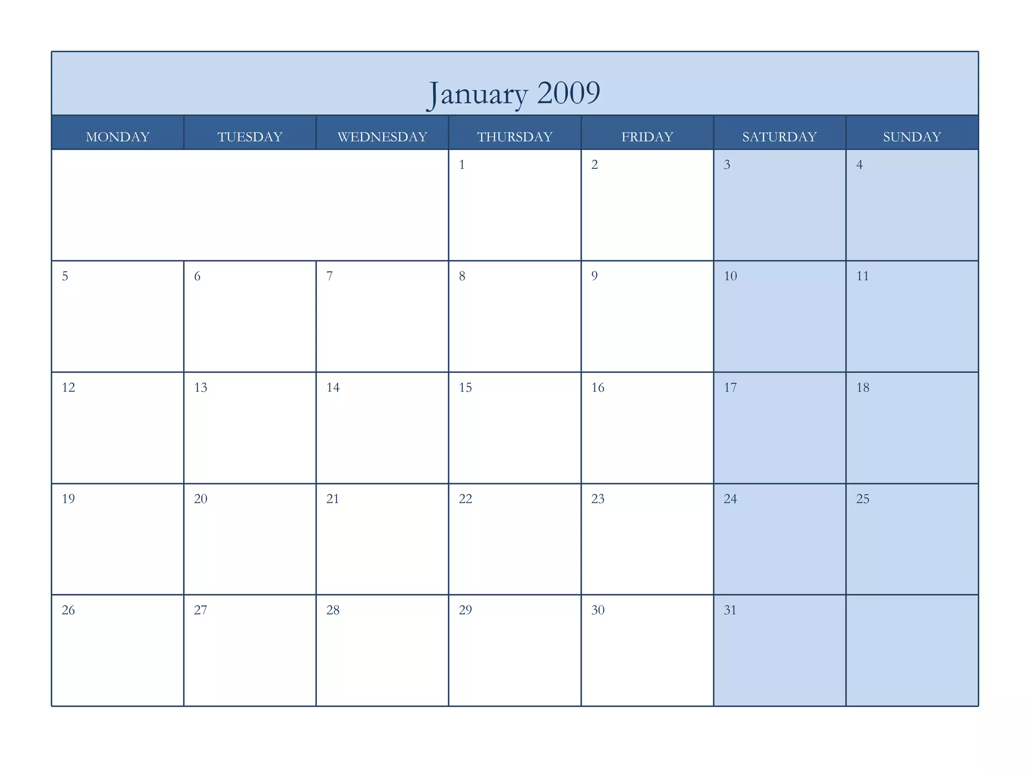 2009 Monthly Calendar(Powerpoint) | PPT