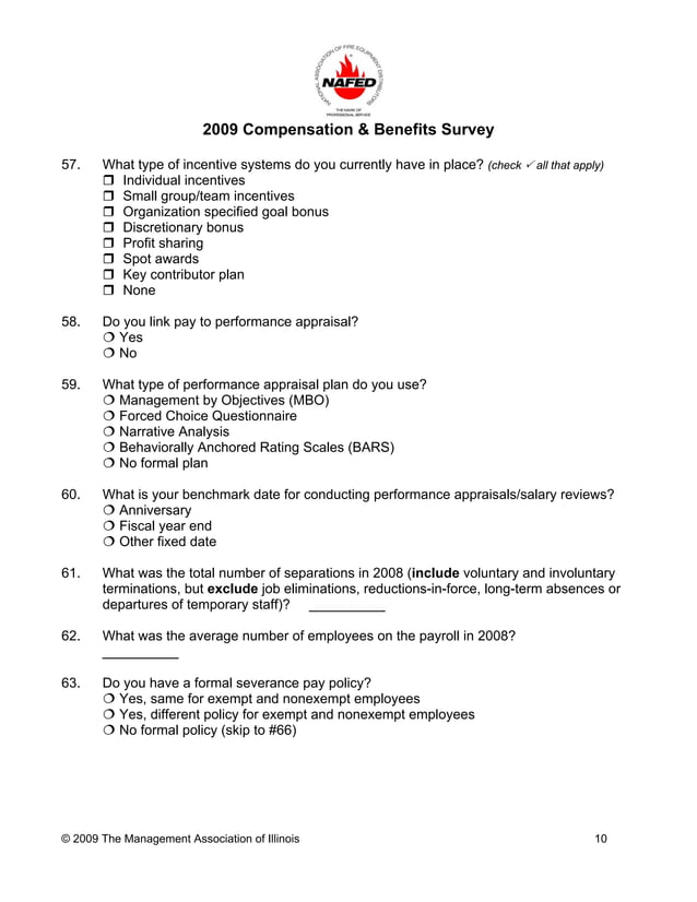 2009 nafed compensation & benefits survey questionnaire | PDF