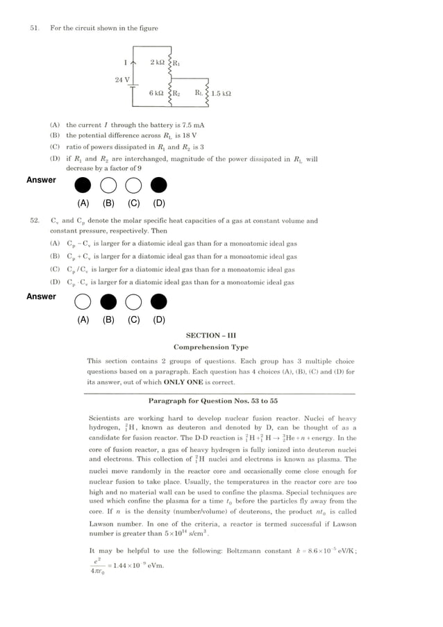 IIT-JEE Advanced 2009 Question Paper 1 | PDF | Education