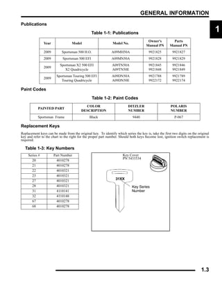 2009 polaris sportsman 500 ho service repair manual | PDF