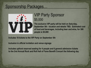 Rock Hall Concert Sponsorship Deck | PPT