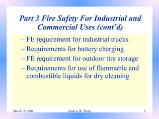 2009 Sfpe Technical Changes To The Part 4 Fire Code | PPT