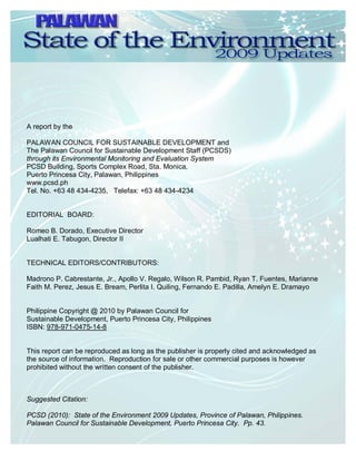 PALAWAN –STATE OF THE ENVIRONMENT 2009 UPDATES | PDF