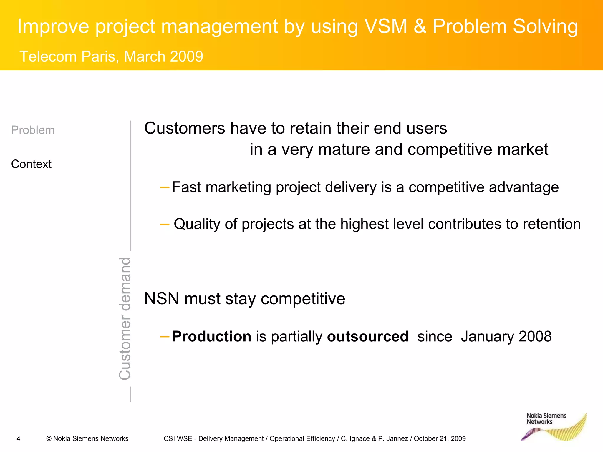 VSM and Problem Solving at Nokia in 2009 | PPT