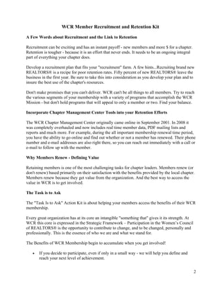 WCR Member Recruitment & Retention Kit | DOC