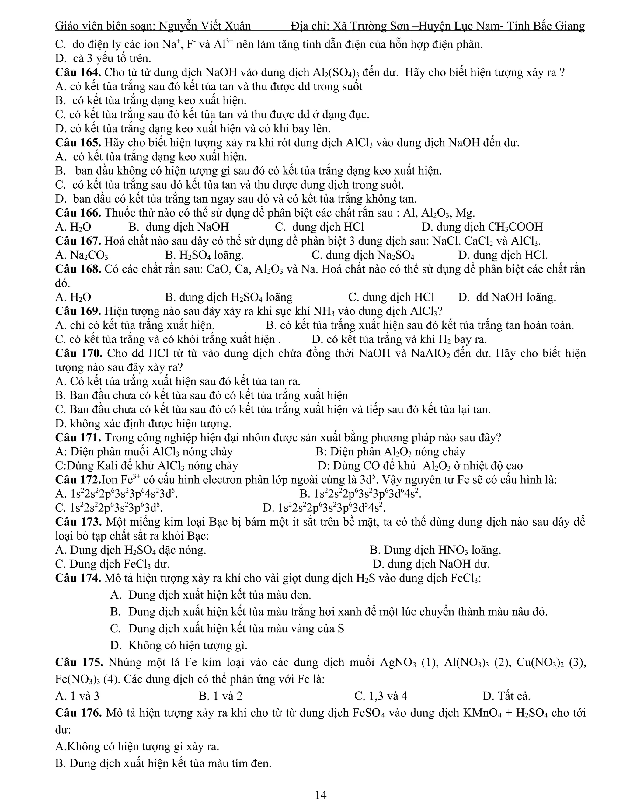 200 cau hoi ly thuyet vo co tong hop ltdh | PDF