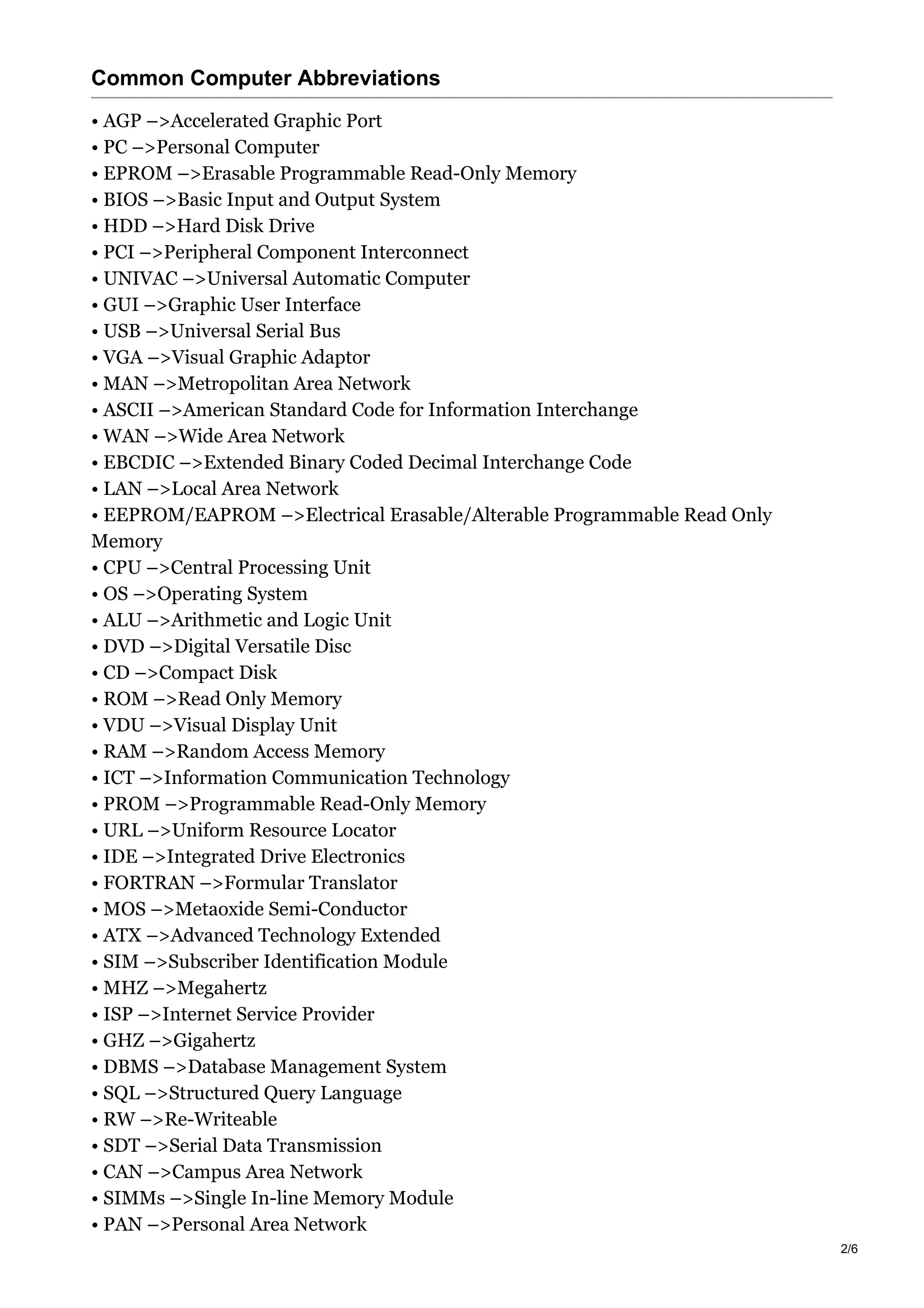 200 common abbreviations and terminology in ict part 1 | PDF