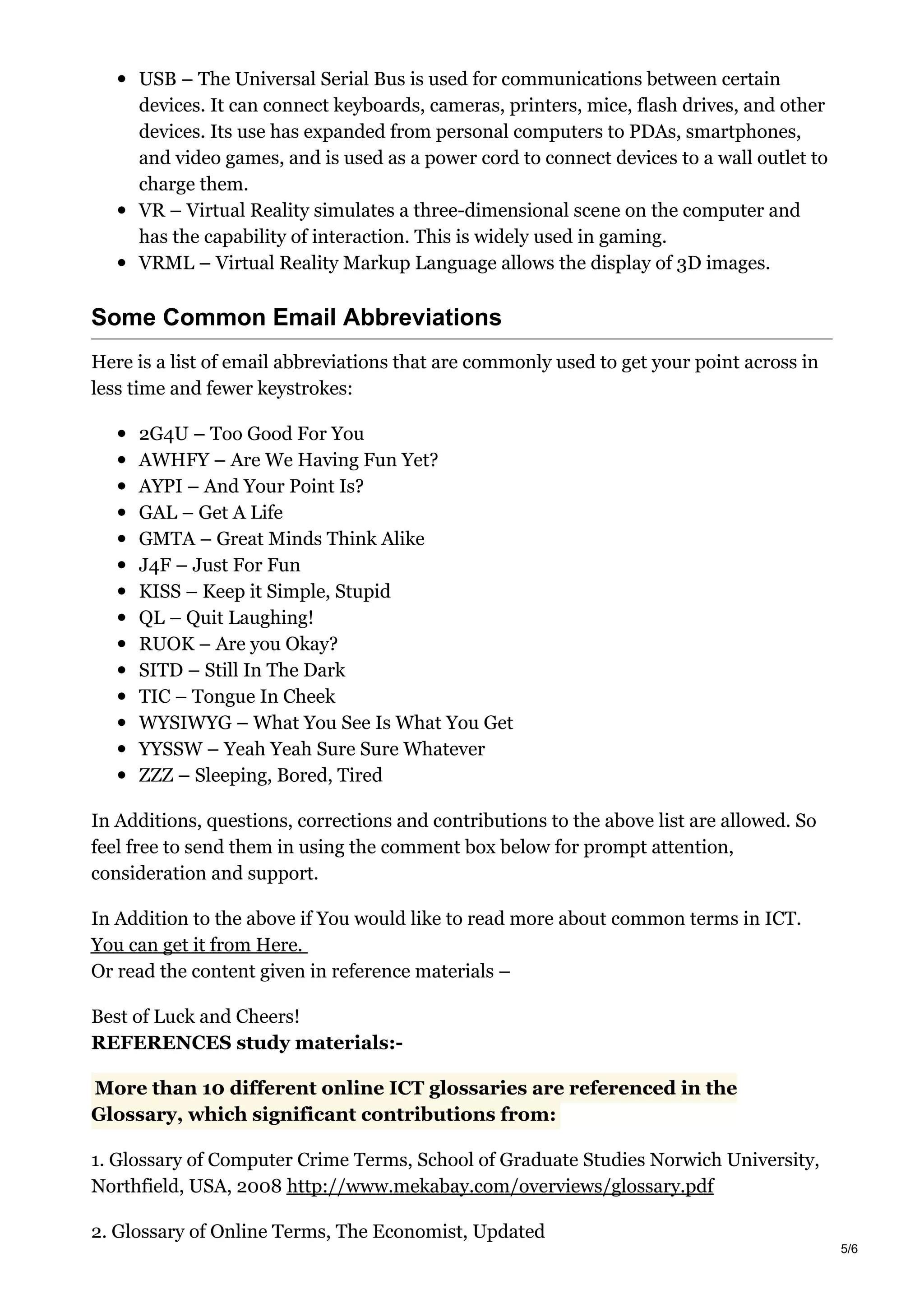 200 common abbreviations and terminology in ict part 1 | PDF