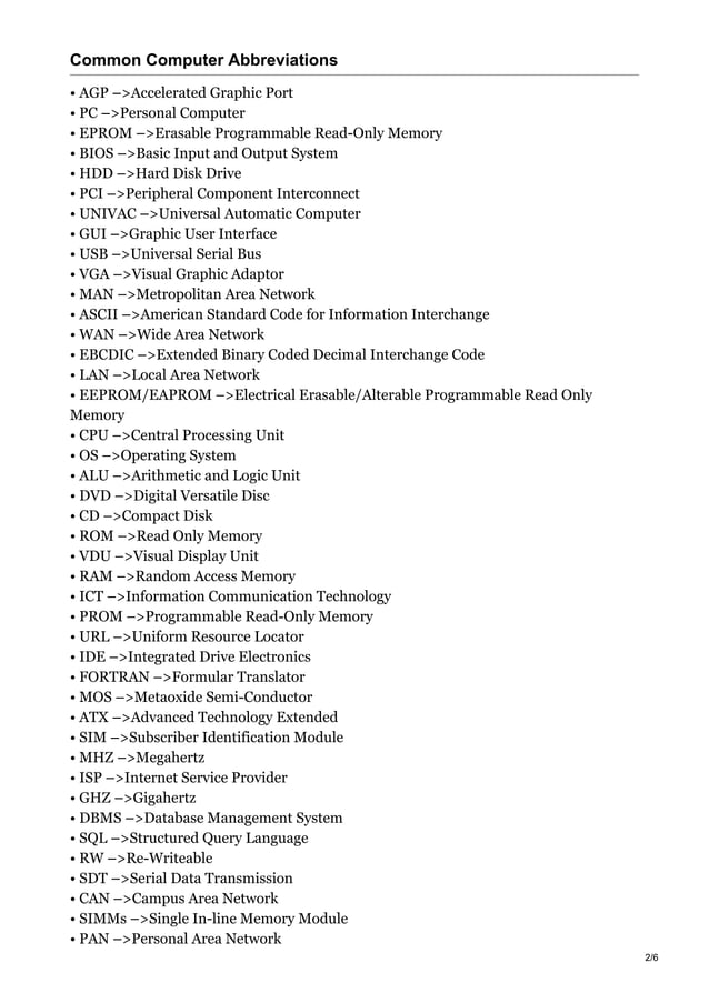 200 common abbreviations and terminology in ict part 1 | PDF | Internet | Computing