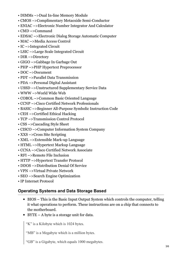 200 common abbreviations and terminology in ict part 1 | PDF | Internet | Computing