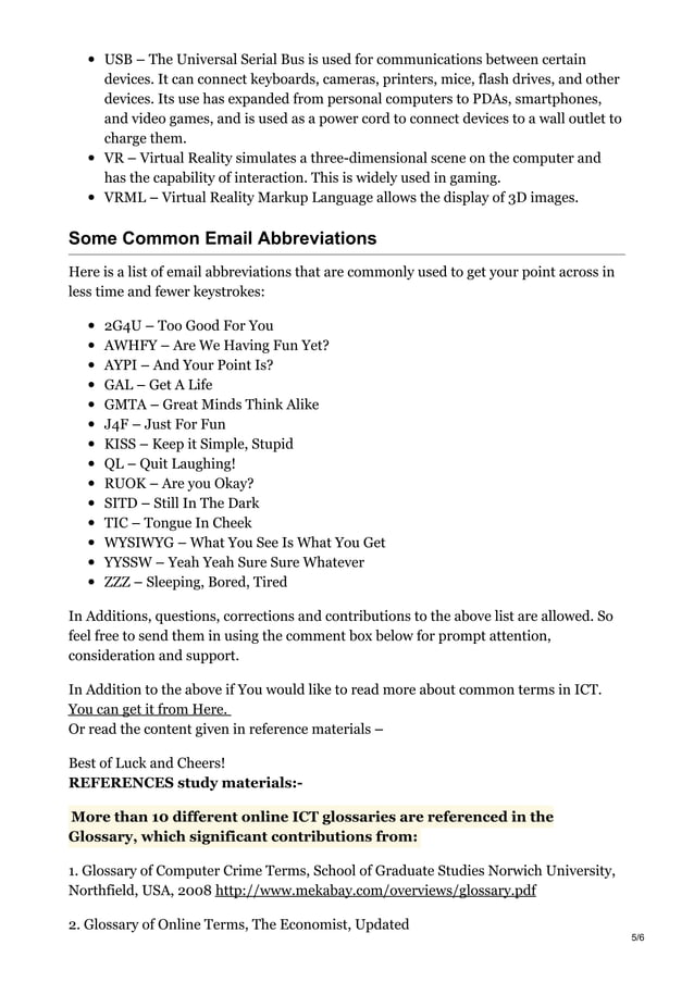200 common abbreviations and terminology in ict part 1 | PDF | Internet | Computing