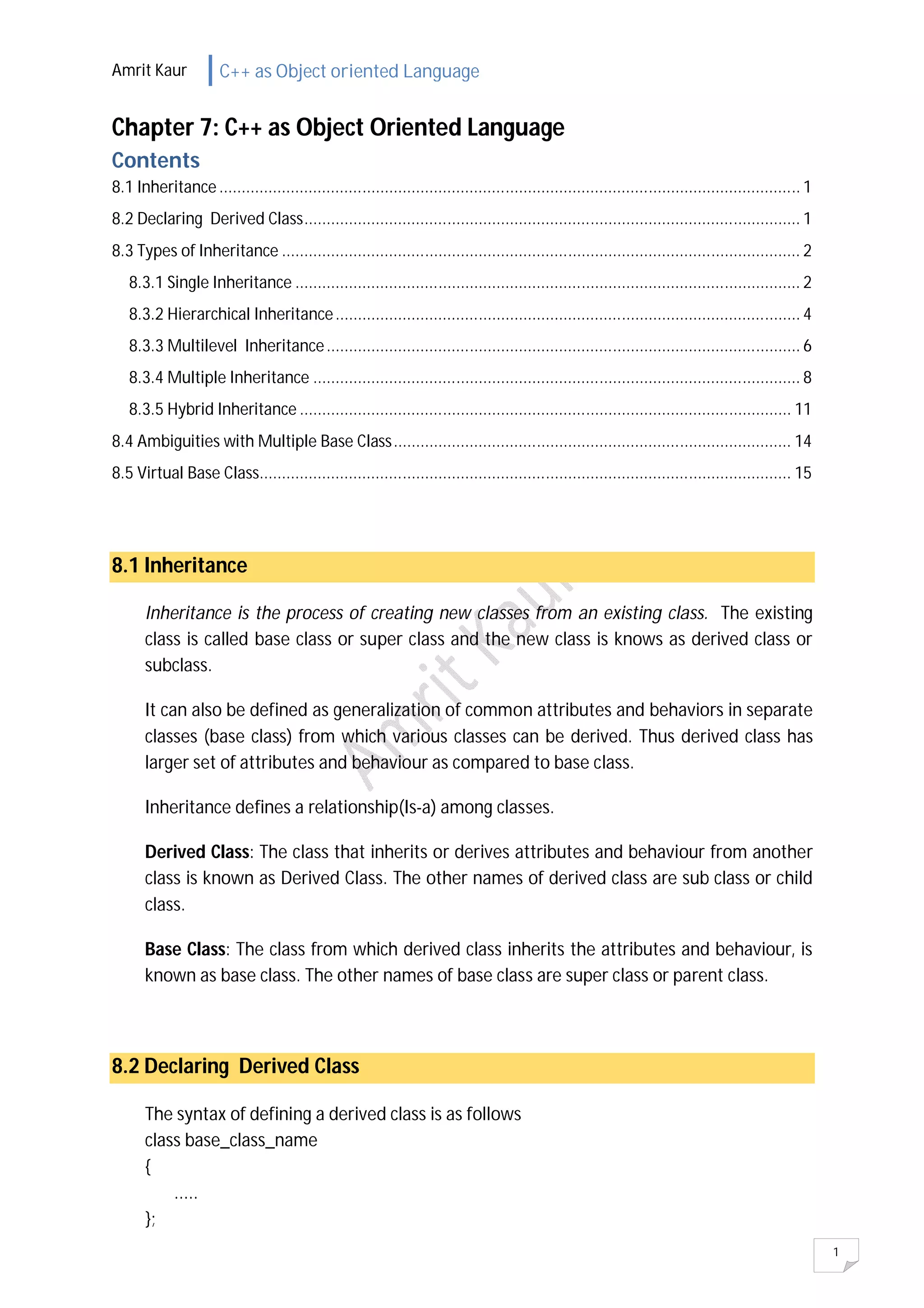 Chapter 8 Inheritance | PDF