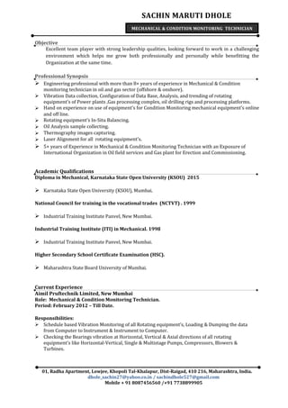 Mech. & Condition Monit.Tech. Sachin Dhole | PDF