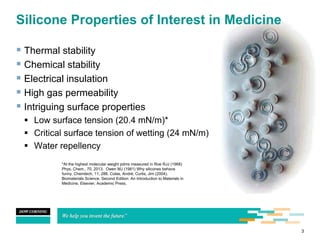 Silicone Biomaterial Applications: Past, Present and Future | PPT