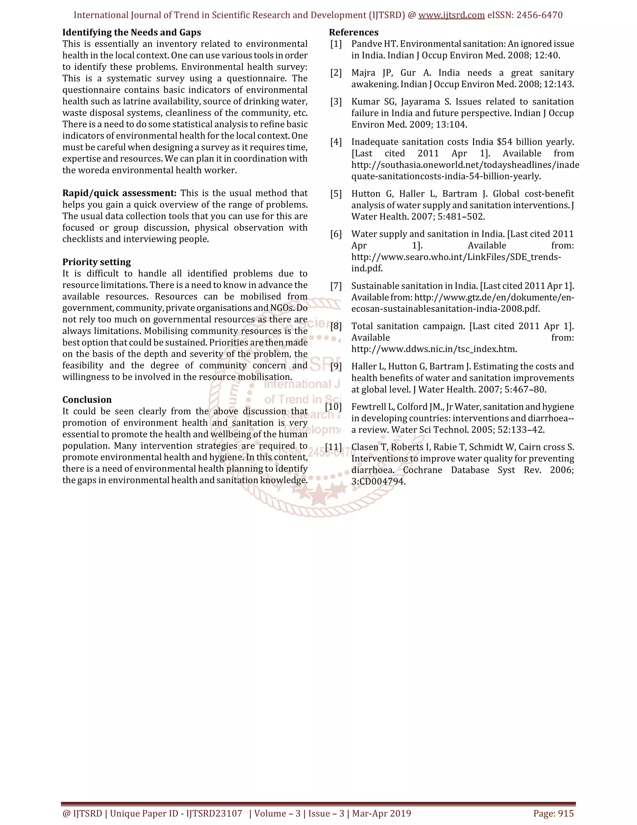 Environmental Health and Sanitation | PDF