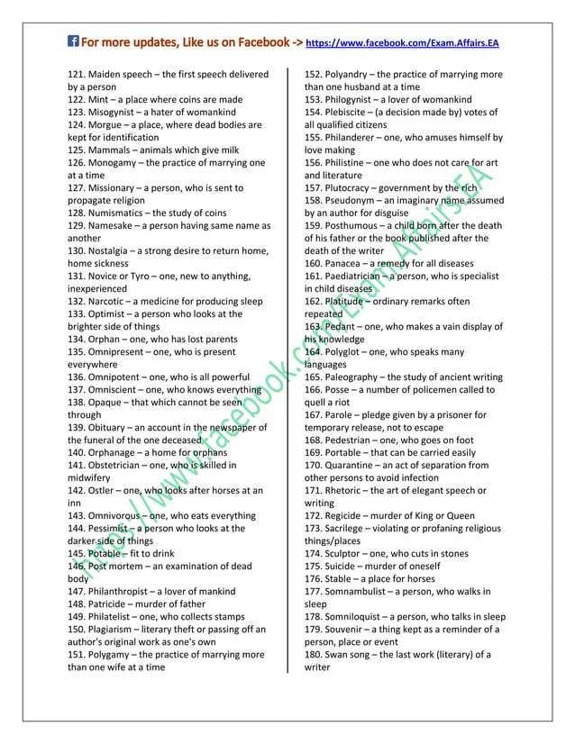 200 most important one word substitution | PDF