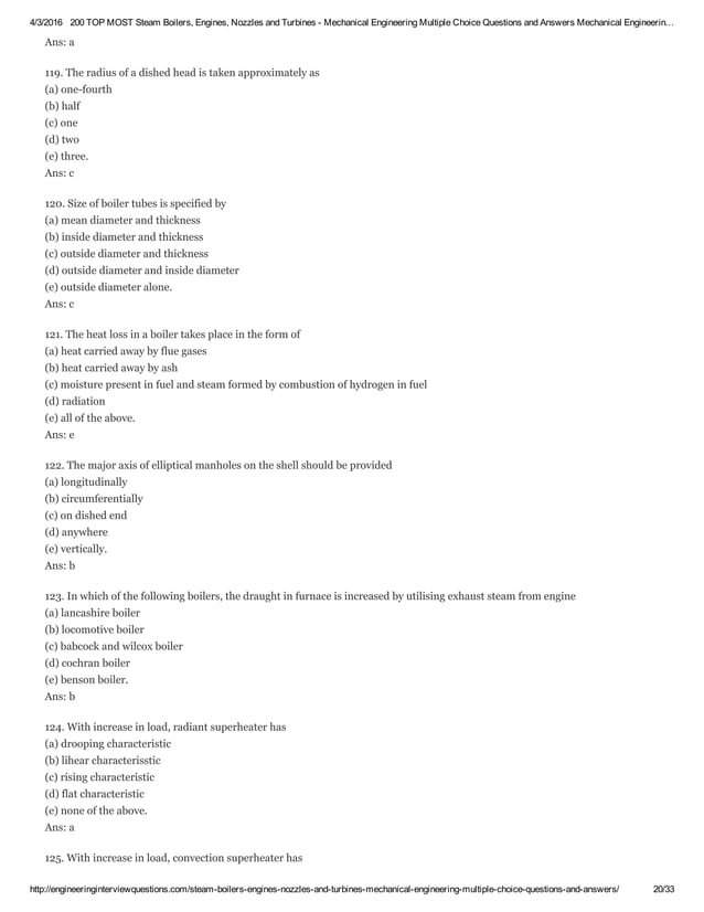 200 top most steam boilers, engines, nozzles and turbines mechanical engineering multiple choice ...