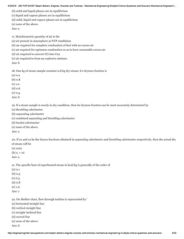 200 top most steam boilers, engines, nozzles and turbines mechanical engineering multiple choice ...