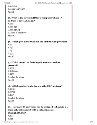 200+ [updated] computer networking mc qs and answers 2020 | PDF