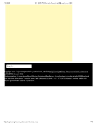 200+ [updated] computer networking mc qs and answers 2020 | PDF