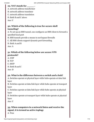 200+ [updated] computer networking mc qs and answers 2020 | PDF | Internet | Computing