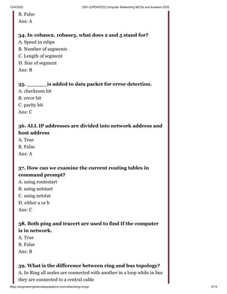 200+ [updated] computer networking mc qs and answers 2020 | PDF