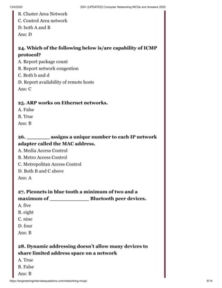200+ [updated] computer networking mc qs and answers 2020 | PDF