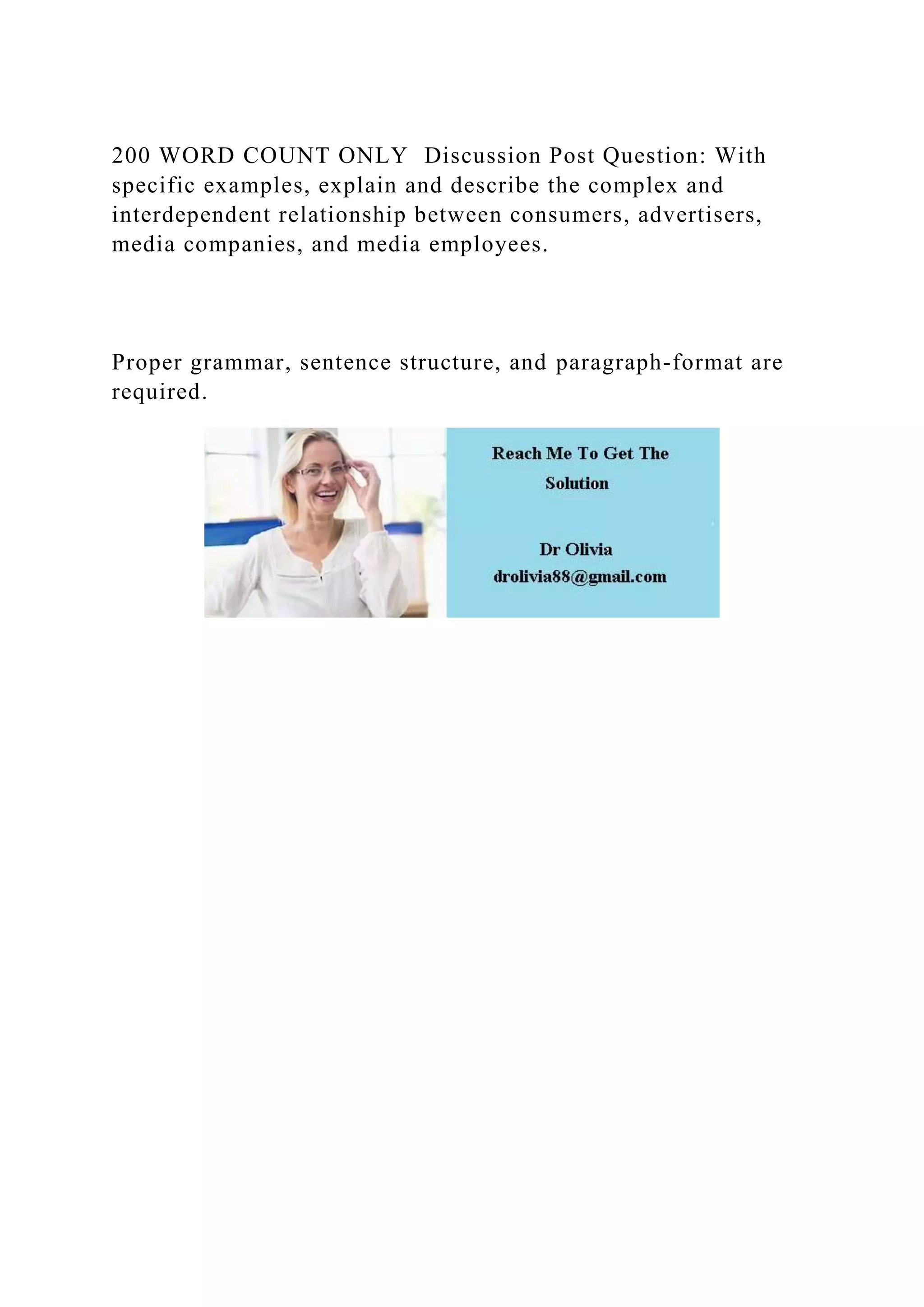 200 WORD COUNT ONLY Discussion Post Question With specific example.docx