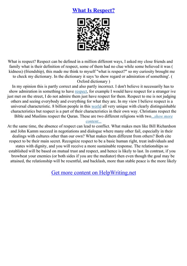 200 Word Essay On Respect | PDF | Resume Writing and Advice | Job Search