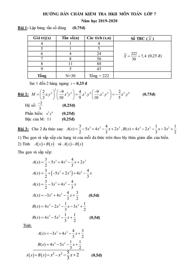 Đề Thi HK2 Toán 7 - THCS Trường Chinh | PDF