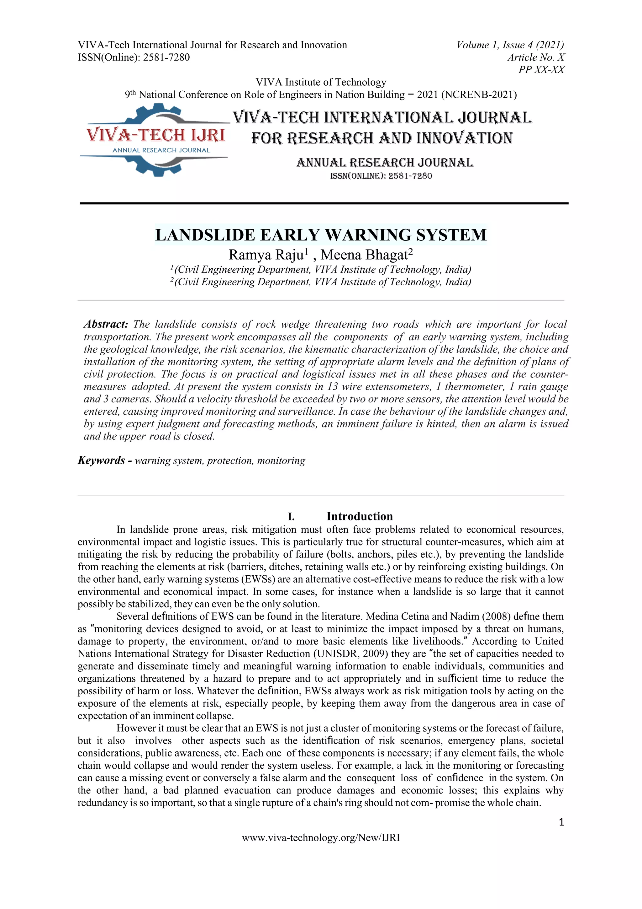 LANDSLIDE EARLY WARNING SYSTEM | PDF