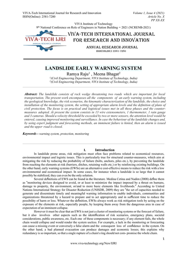 LANDSLIDE EARLY WARNING SYSTEM | PDF