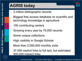 AGRIS - From a bibliographical database to a Web data service on ...