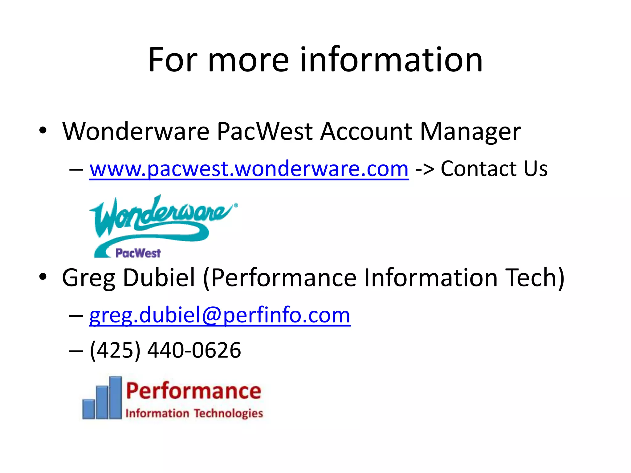 Wonderware Intelligence Software Scenario | PPTX