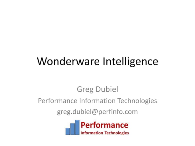 Wonderware Intelligence Software Scenario | PPT