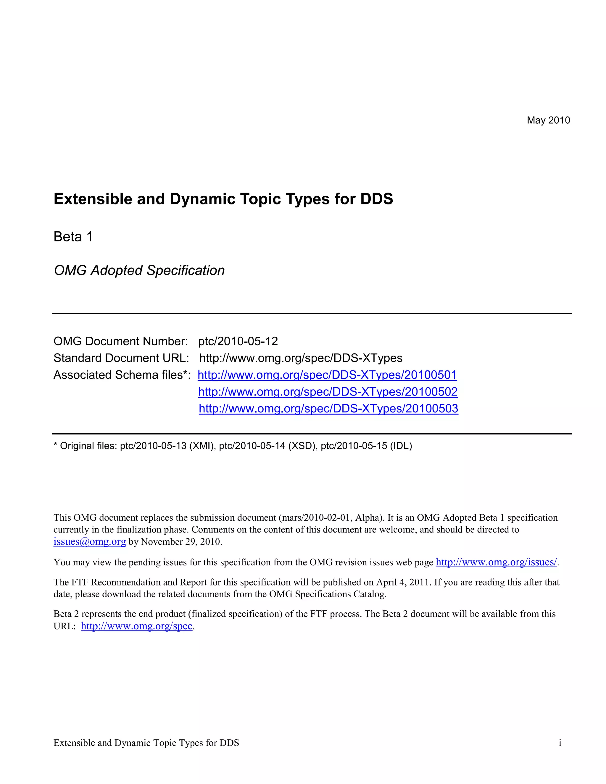 Extensible and Dynamic Topic Types for DDS, Beta 1 | PDF
