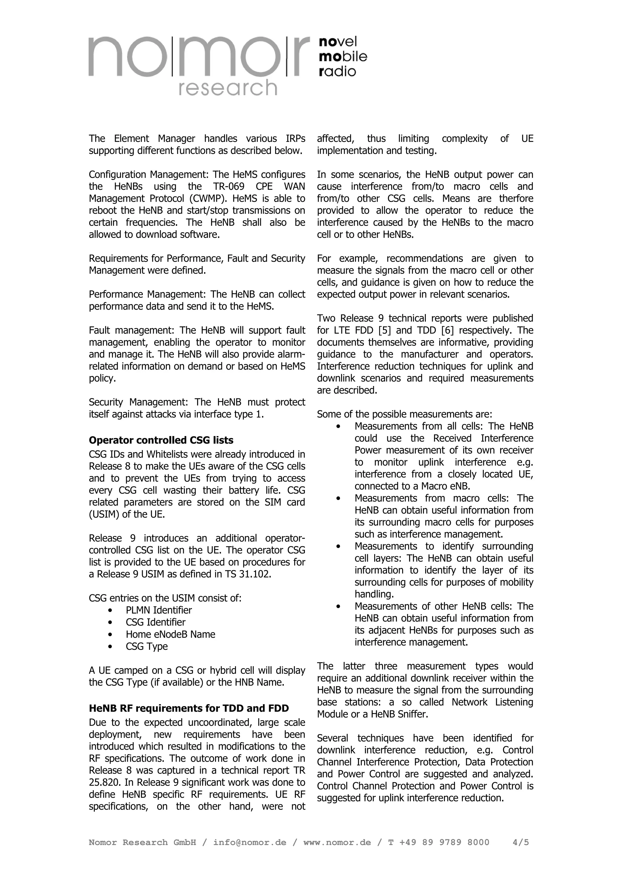 LTE Home Node Bs and its enhancements in Release 9 - Mai 2010 Eiko Seidel, Elie Saad Nomor ...