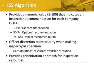 BASICs to Roadside Inspection Selection System (ISS) for CSA 2010 ...