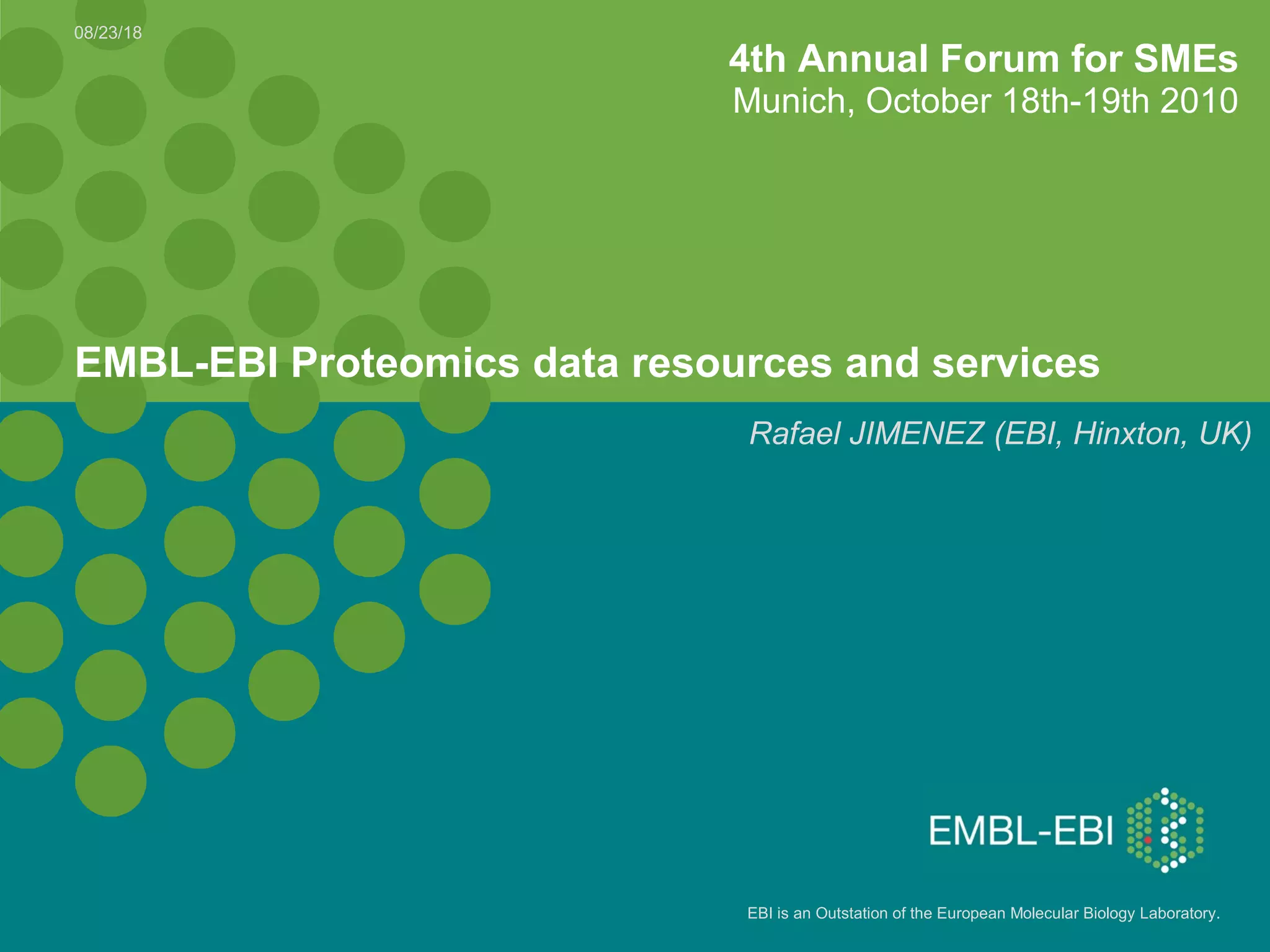 EMBL-EBI Proteomics data resources and services | PPT