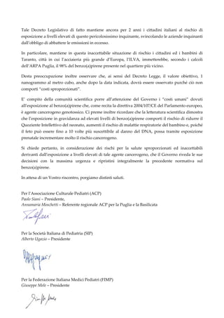 2010.11.02 appello ddl155 bambini di taranto | PDF | Medical Health