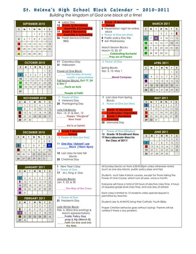 2010 11 high school calendar updated | PDF