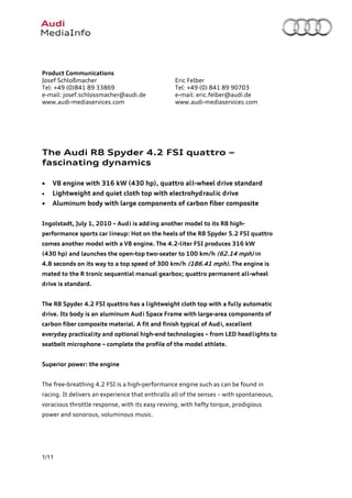 2010 Audi R8 Spyder | PDF